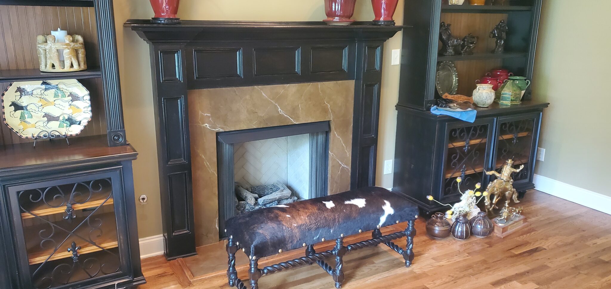 Faux Marble on Fireplace Front Before and After Calcutta White | by ...